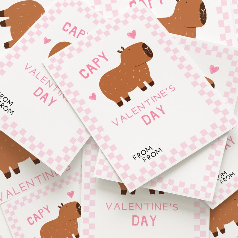 Capybara Valentines Day Card Printable, Capy Valentine Card Exchange ...