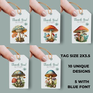 Mushroom Gift Tags, Watercolor Mushroom, Printable Thank You Tags ...