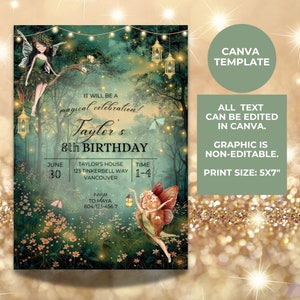 EDITABLE Woodland Fairy Birthday Invitation, Enchanted Forest Birthday ...