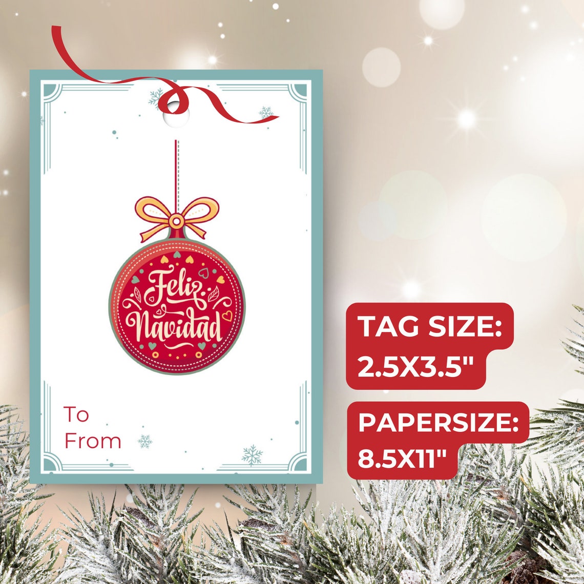 EDITABLE Feliz Navidad Tag, Spanish Christmas Gift Tags, Printable ...