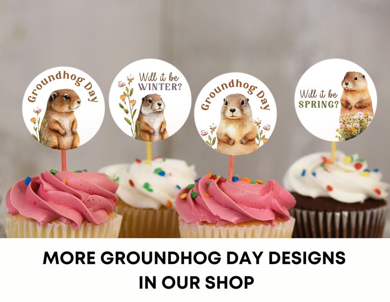 Groundhog Day Cupcake Toppers / Party Printable / Punxsutawney - Etsy