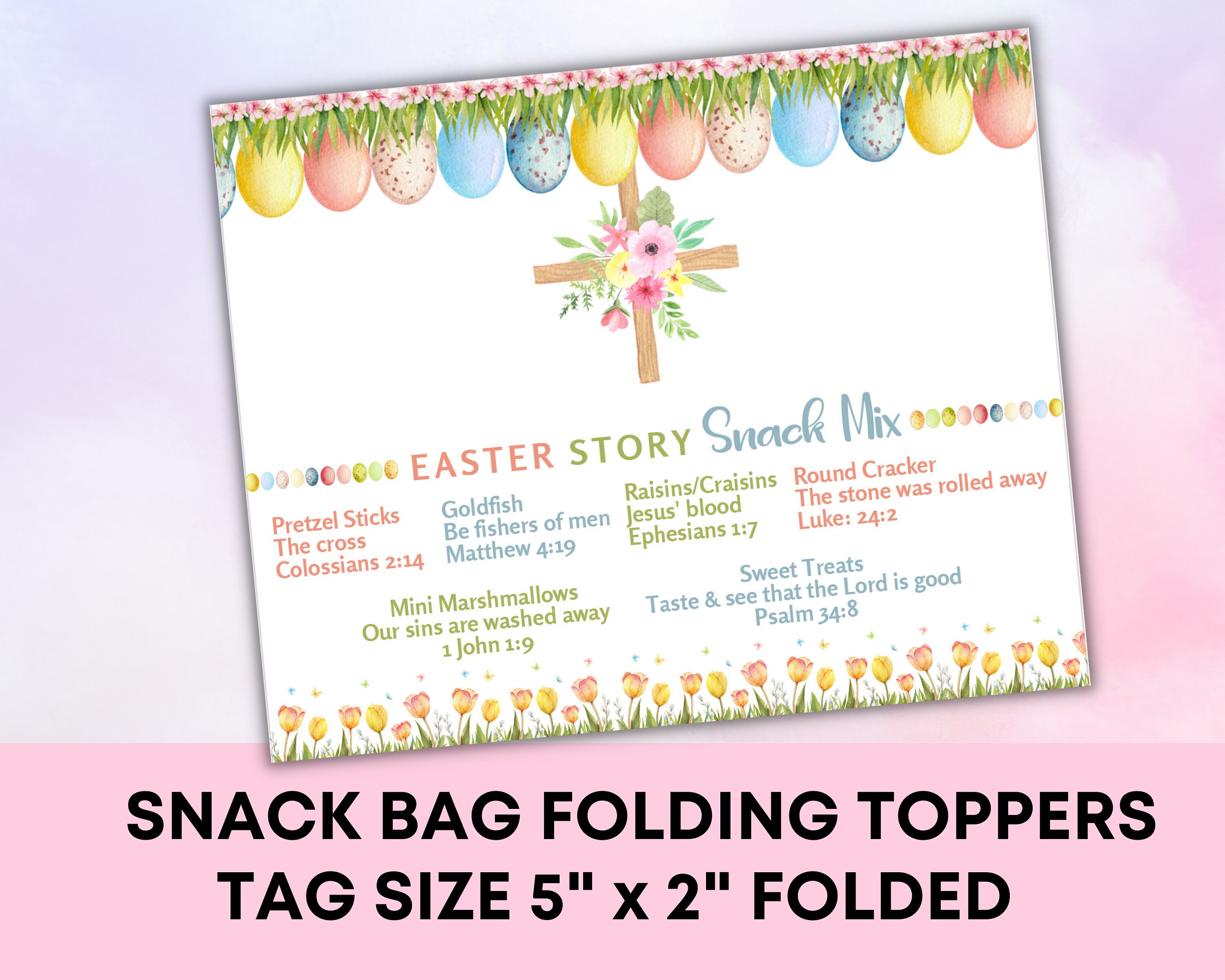 The Easter Story Snack Mix Printable Tag and Bag Topper, Easter Basket ...