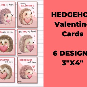 Watercolor Hedgehog Valentines / Printable Valentine / Hedgehog ...