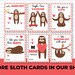 Watercolor Sloth Valentines / Printable Valentine / Sloth Valentine ...