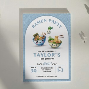 EDITABLE Ramen Party Invitation, Japanese Party Invitation, Kawaii ...