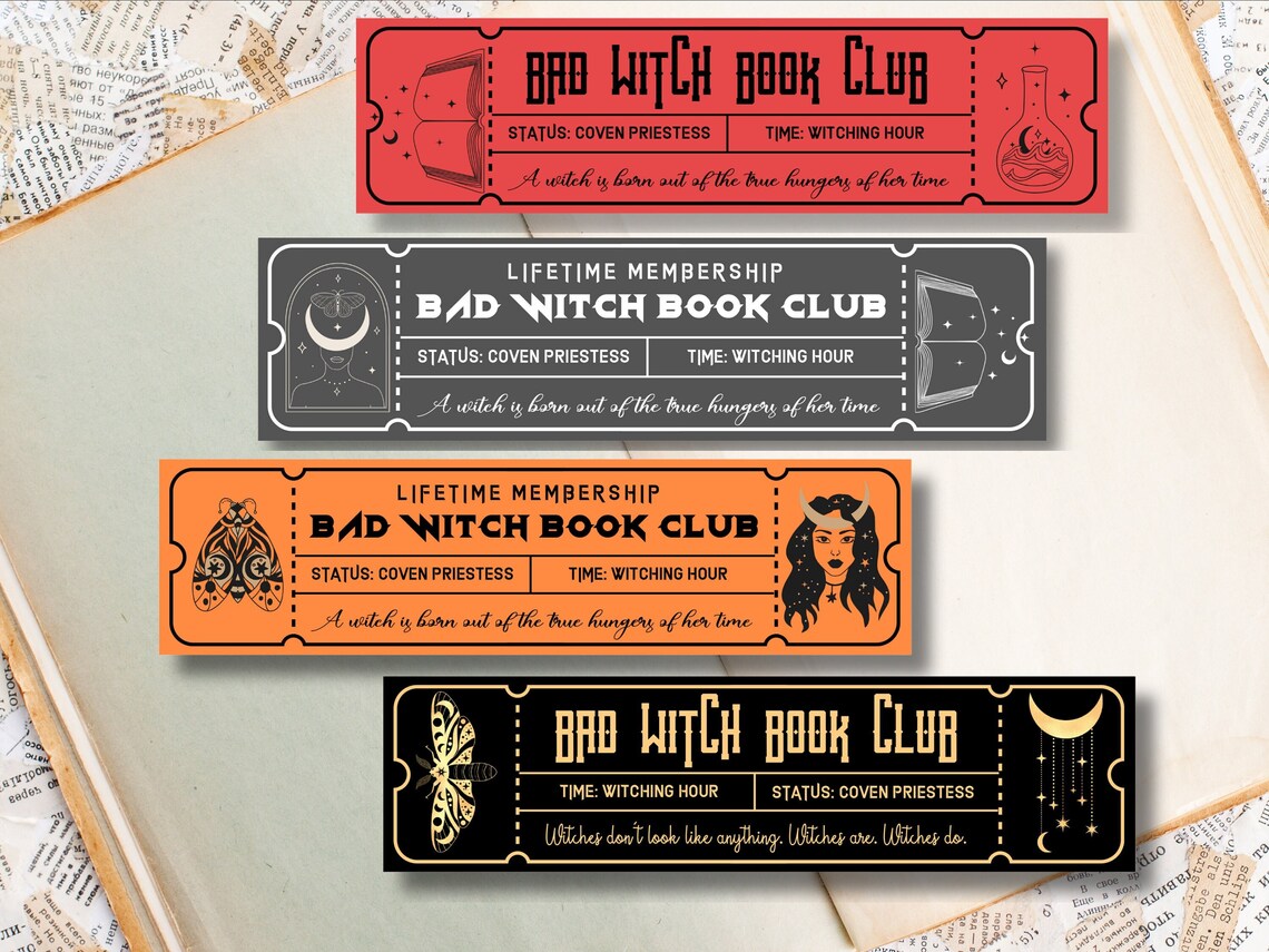 Bad Witch Book Club Bookmark Printable Witch Ticket - Etsy