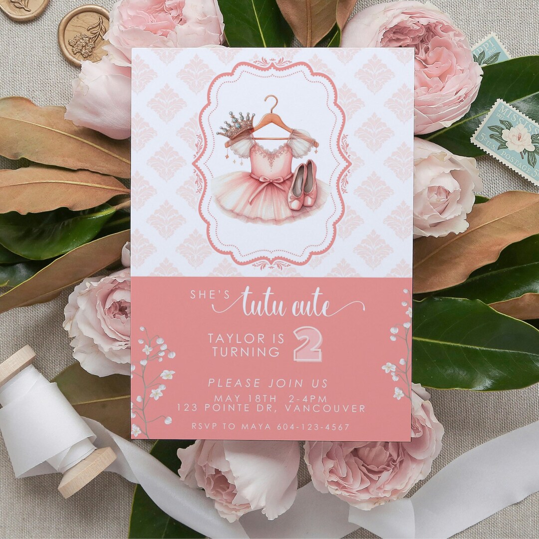 EDITABLE She is Tutu Cute Ballerina Birthday Invitation Template ...