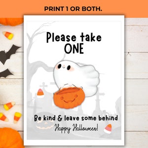 Please Take One Sign Halloween Printable, Out of Candy Sign, Trick or ...