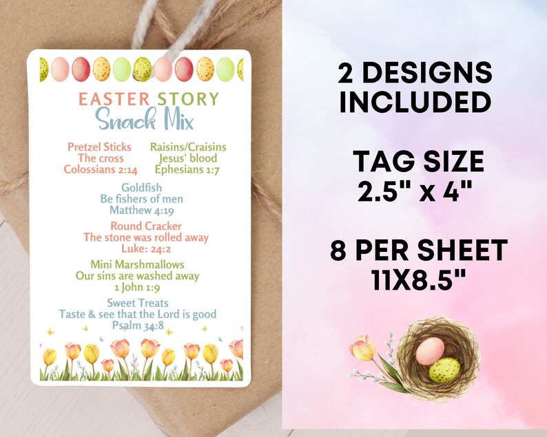 Religious Easter Story Snack Mix Printable Gift Tags Easter - Etsy