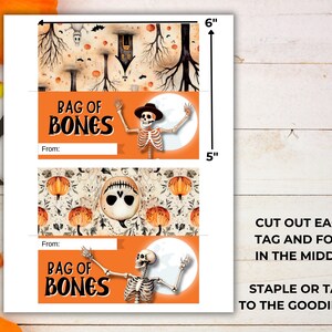 Editable Skeleton Halloween Treat Bag Toppers, Bag of Bones Bag Topper ...