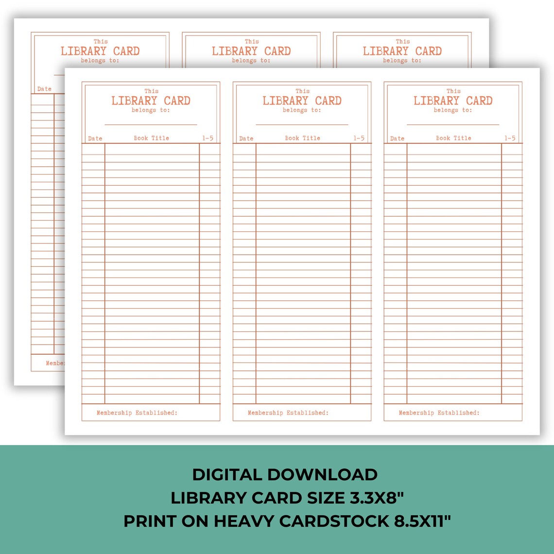 Printable Library Card, Reading Tracker, Reading List Bookmark, Vintage ...