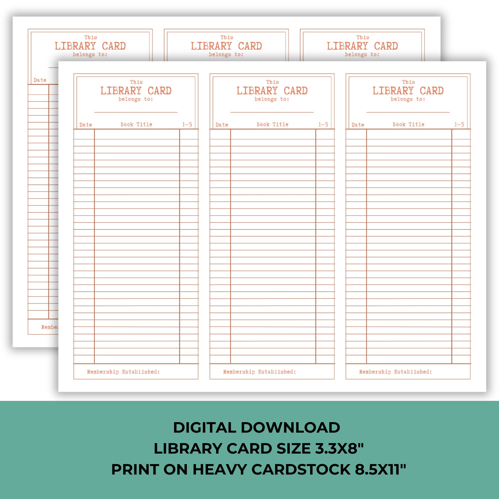 Printable Library Card, Reading Tracker, Reading List Bookmark, Vintage ...