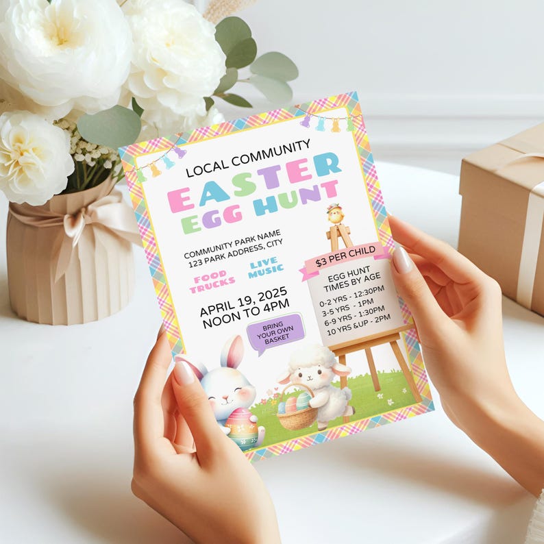 Easter Egg Hunt Flyer Template, Editable Easter Flyer, Egg Hunt ...