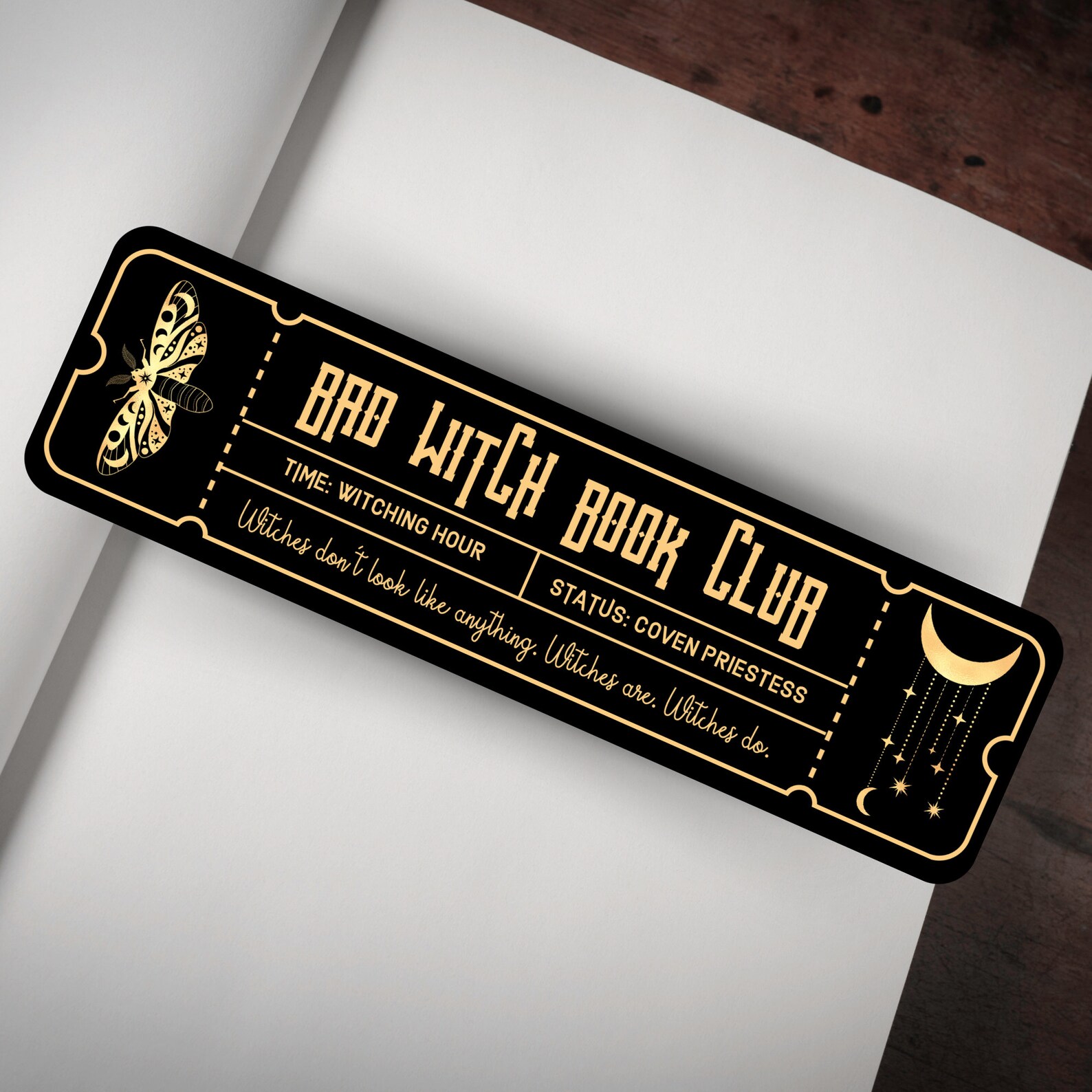 Bad Witch Book Club Bookmark, Witch Ticket Bookmarks, Witch Books ...