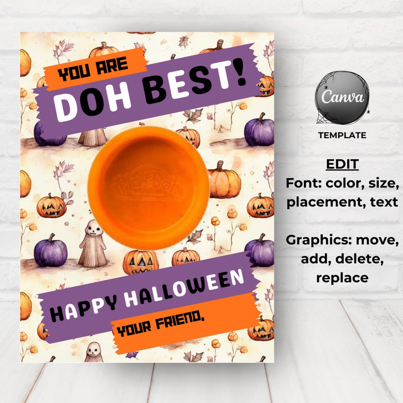 Halloween Play Doh Card Template Printable Doh Best Halloween - Etsy