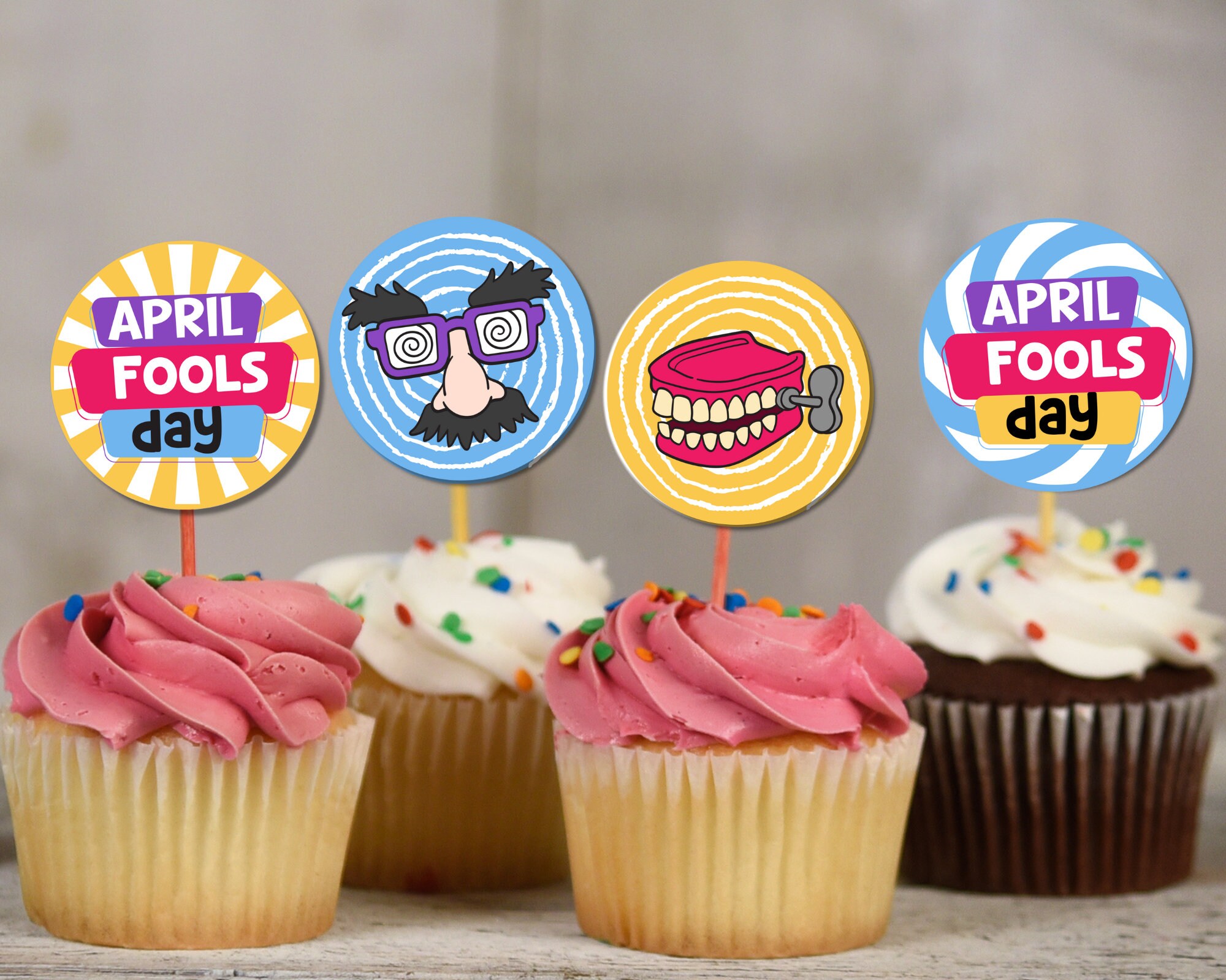 April Fools Day Cupcake Toppers, April Fools Party Printable, April ...