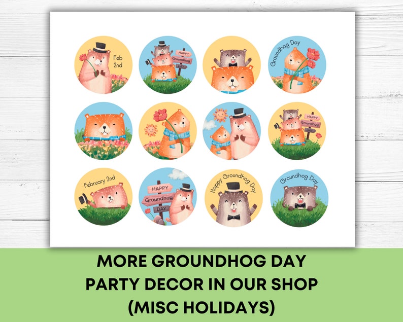 Groundhog Day Cupcake Toppers / Party Printable / Punxsutawney Phil ...