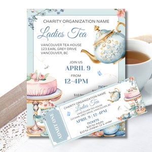 EDITABLE Tea Party Event Ticket, High Tea Party Template, Tea Party ...