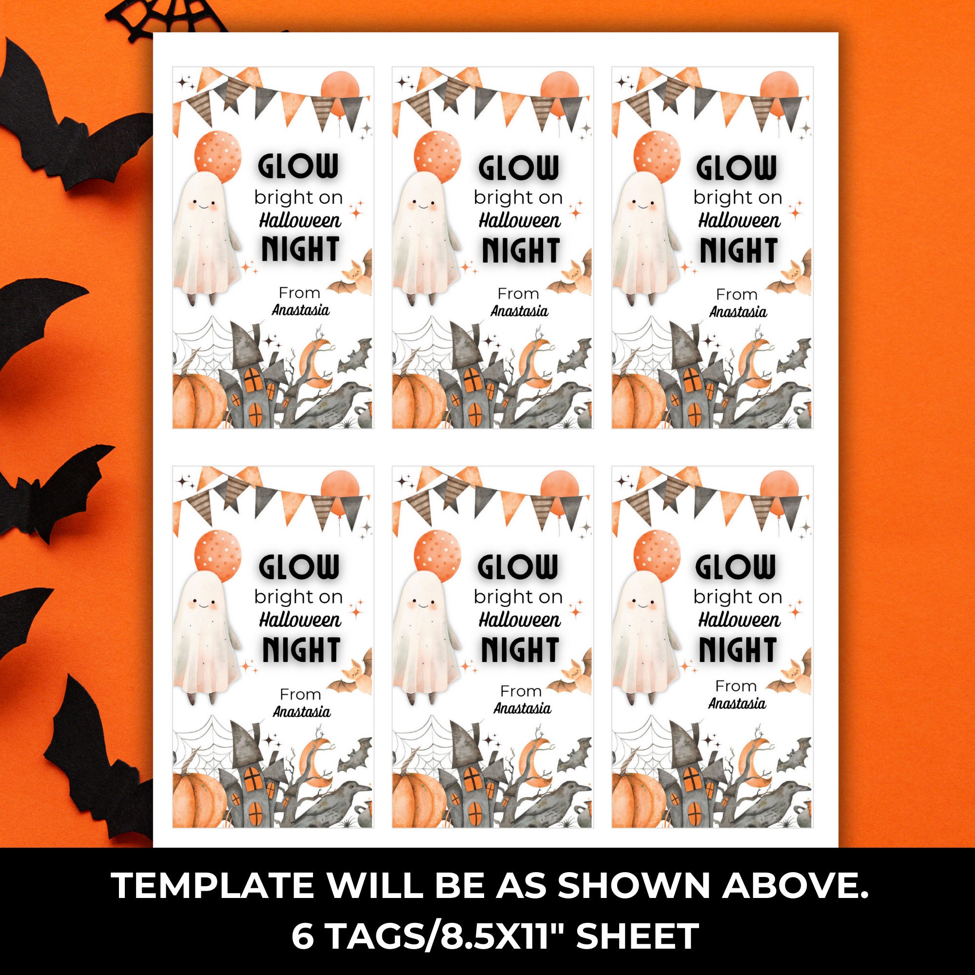 Halloween Glow Stick Tag Printable Template, Bit of Light for Halloween ...