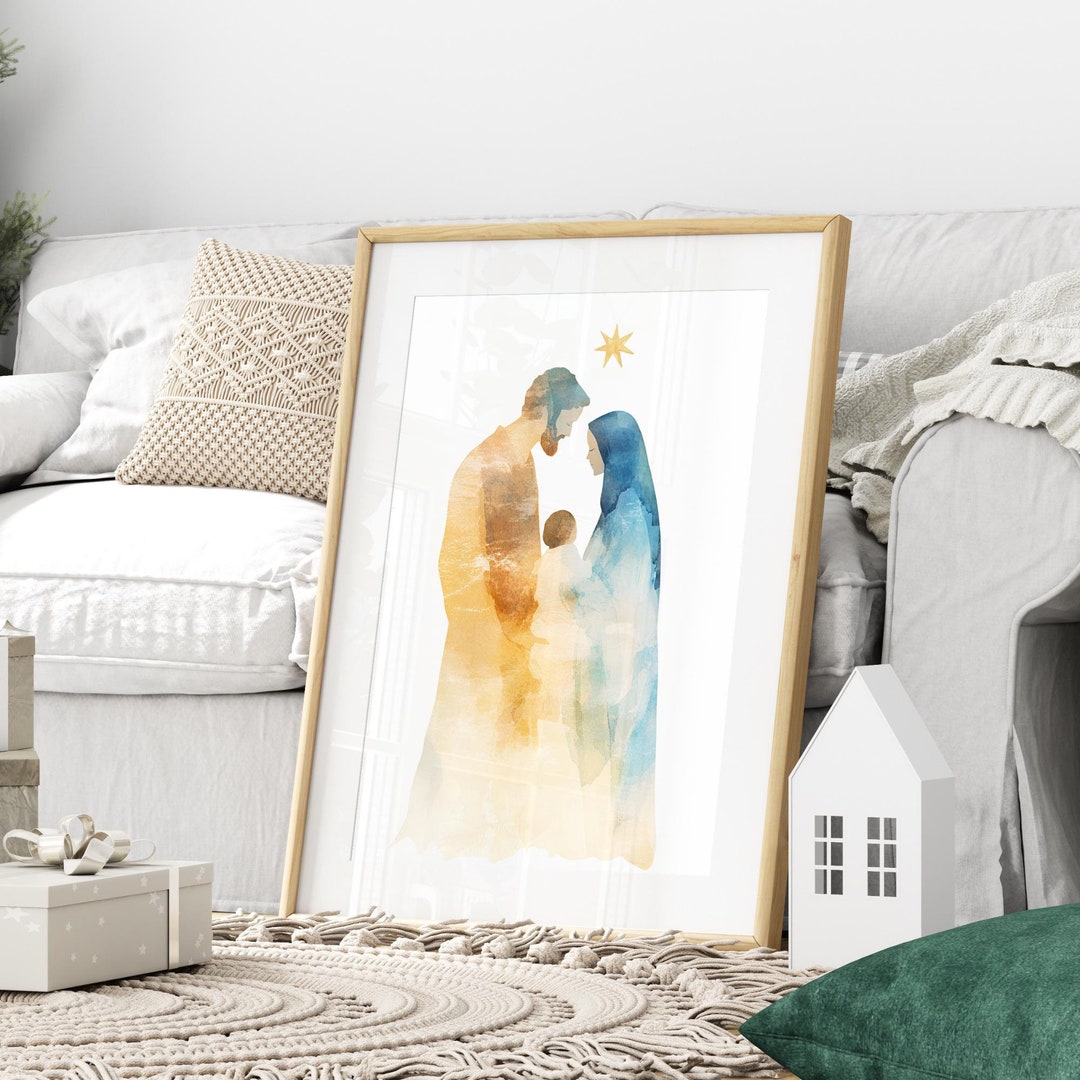 Watercolor Nativity Scene, Religious Christmas Nativity Print ...