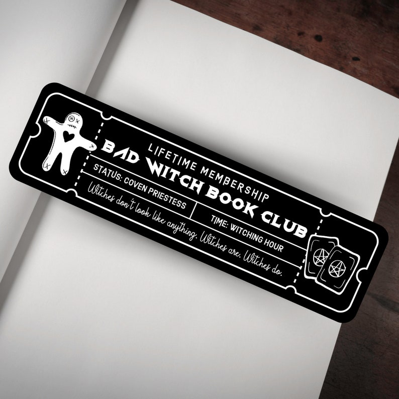 Bad Witch Book Club Bookmark, Witch Ticket Bookmarks, Witch Books ...