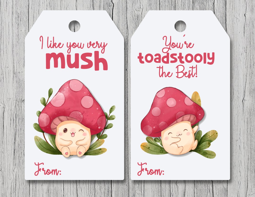Mushroom Valentine / Printable PDF / Valentines Day Tags / Gift Tags ...