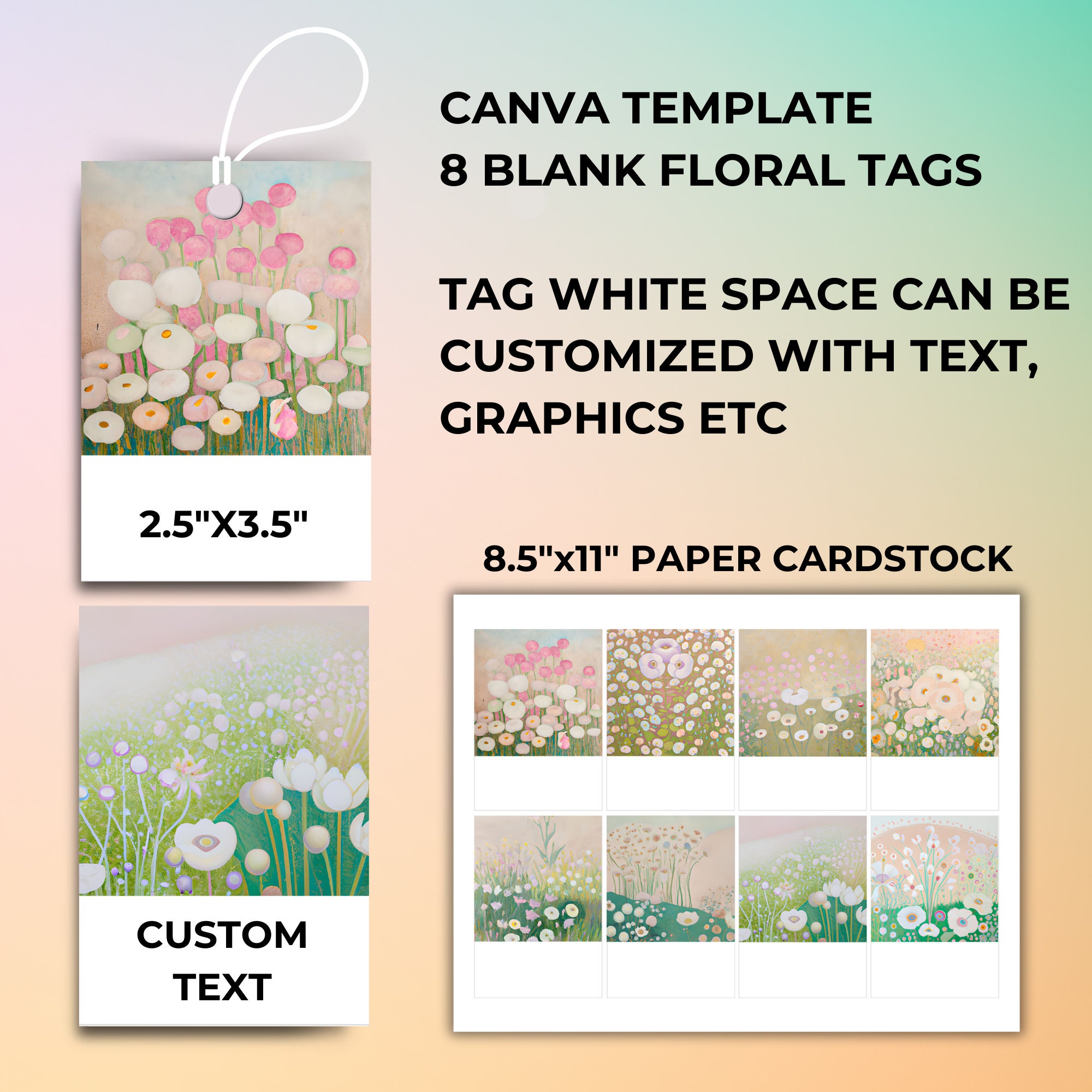 EDITABLE Floral Gift Tags Instant Download, Blank Gift Tags, Custom Tag ...