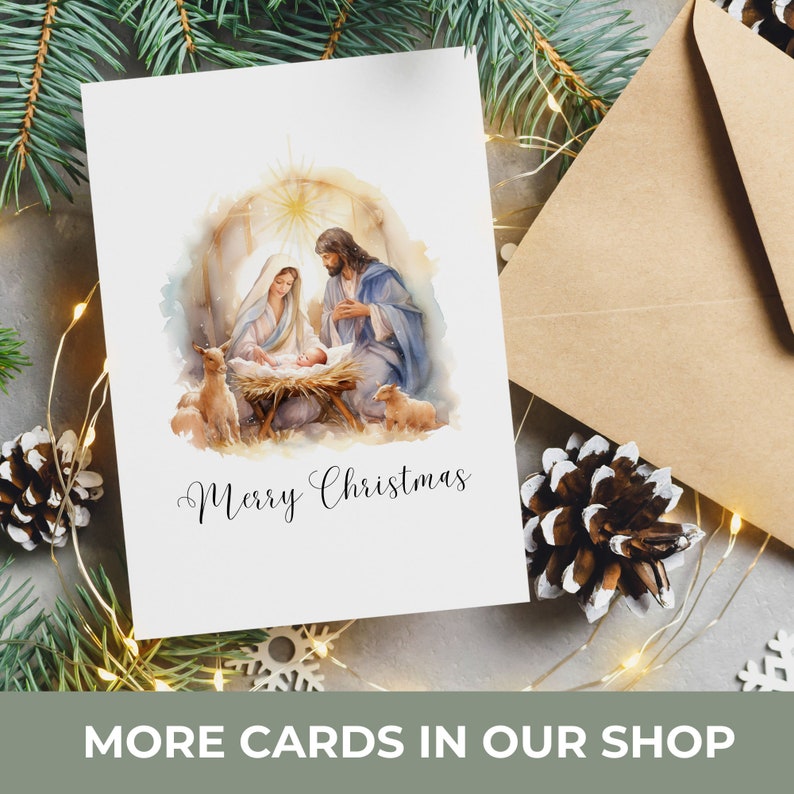 Editable Watercolor Nativity Card Printable, Christmas Card Template ...