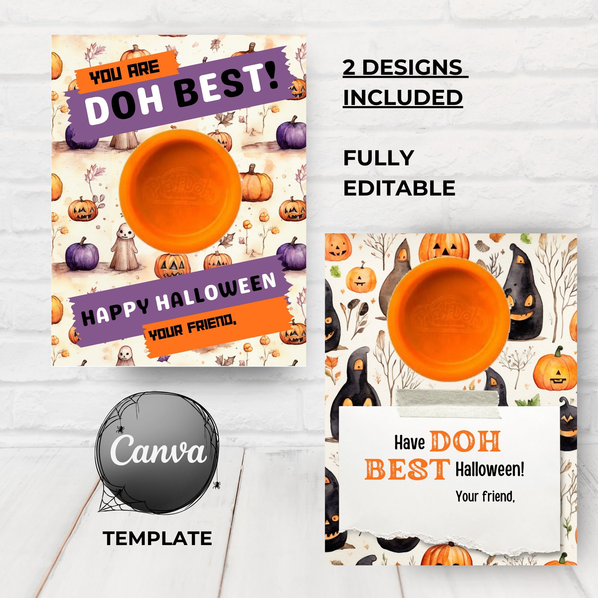 Halloween Play Doh Card Template Printable Doh Best Halloween - Etsy