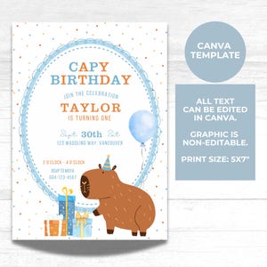 EDITABLE Capybara Birthday Invitation, Capy Birthday Party, Capybara ...
