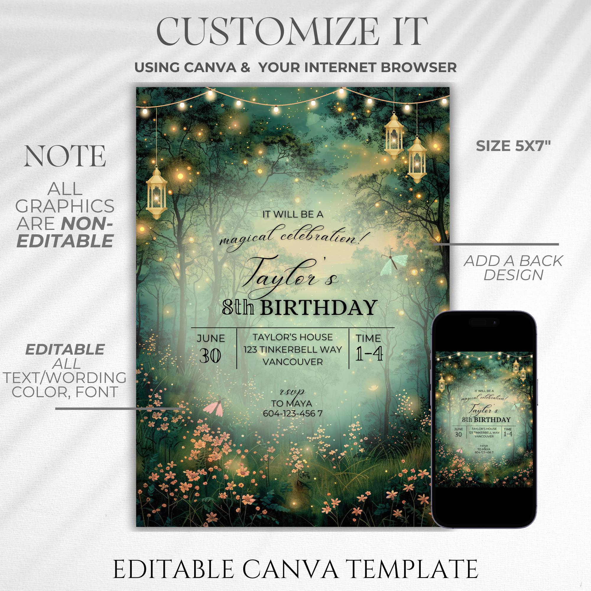 Enchanted Forest Birthday Party, Enchanted Garden Invitation Forest ...