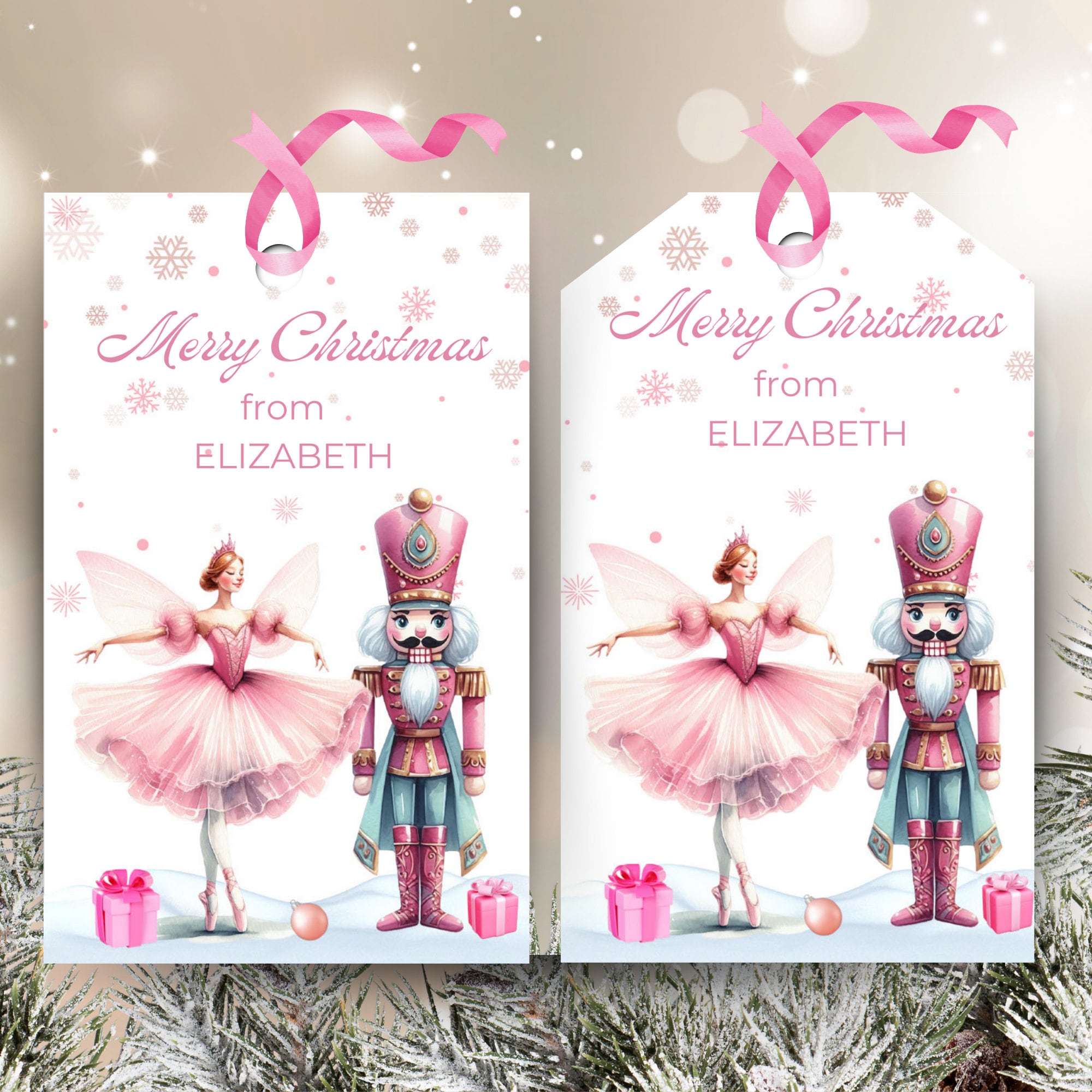 EDITABLE Nutcracker Favor Tags, Pink Nutcracker Gift Tags, Sugar Plum ...