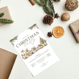 Editable Vintage Christmas Party Invitation, Boho Christmas, Adult ...