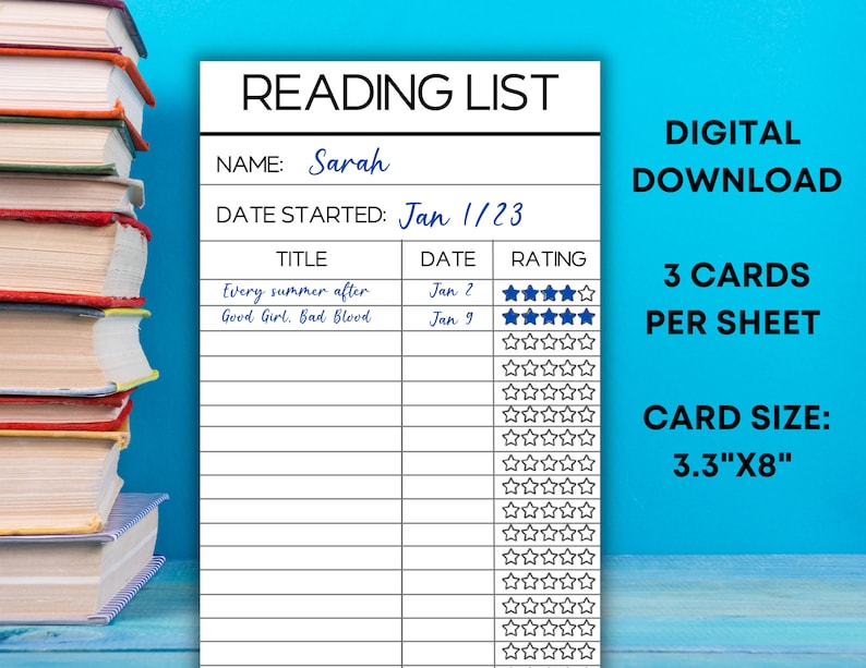 Printable Library Card / Reading Tracker / Reading List - Etsy