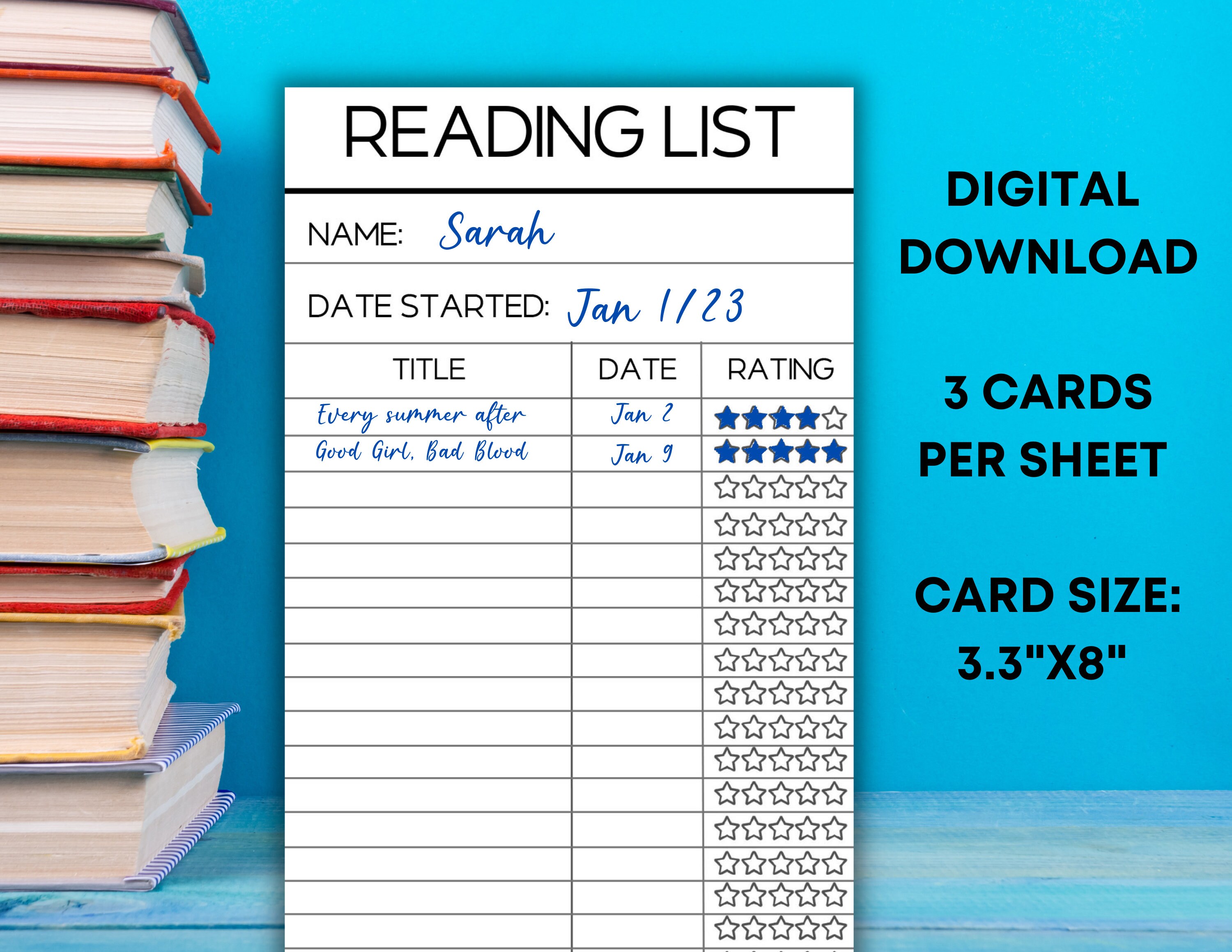 Printable Library Card / Reading Tracker / Reading List - Etsy