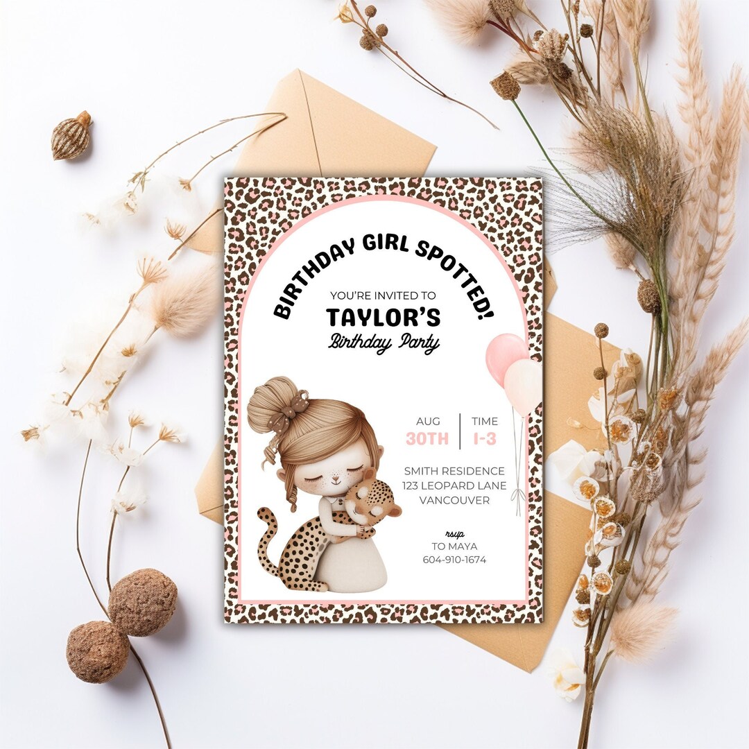 EDITABLE Leopard Birthday Invitation, Wild One Cheetah Birthday Party ...