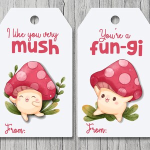 Mushroom Valentine / Printable PDF / Valentines Day Tags / Gift Tags ...