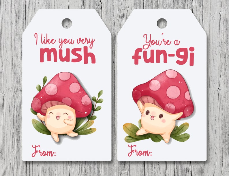 Mushroom Valentine / Printable PDF / Valentines Day Tags / Gift Tags ...
