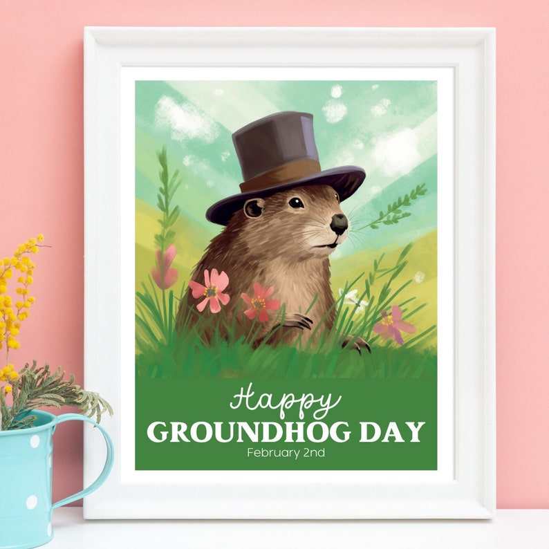 Groundhog Day Print, Punxsutawney Phil Wall Art, Digital Download ...