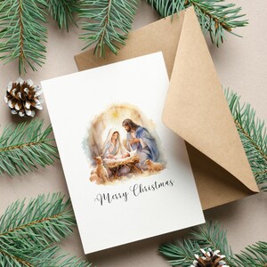 EDITABLE Watercolor Nativity Card Printable, Christmas Card Template ...