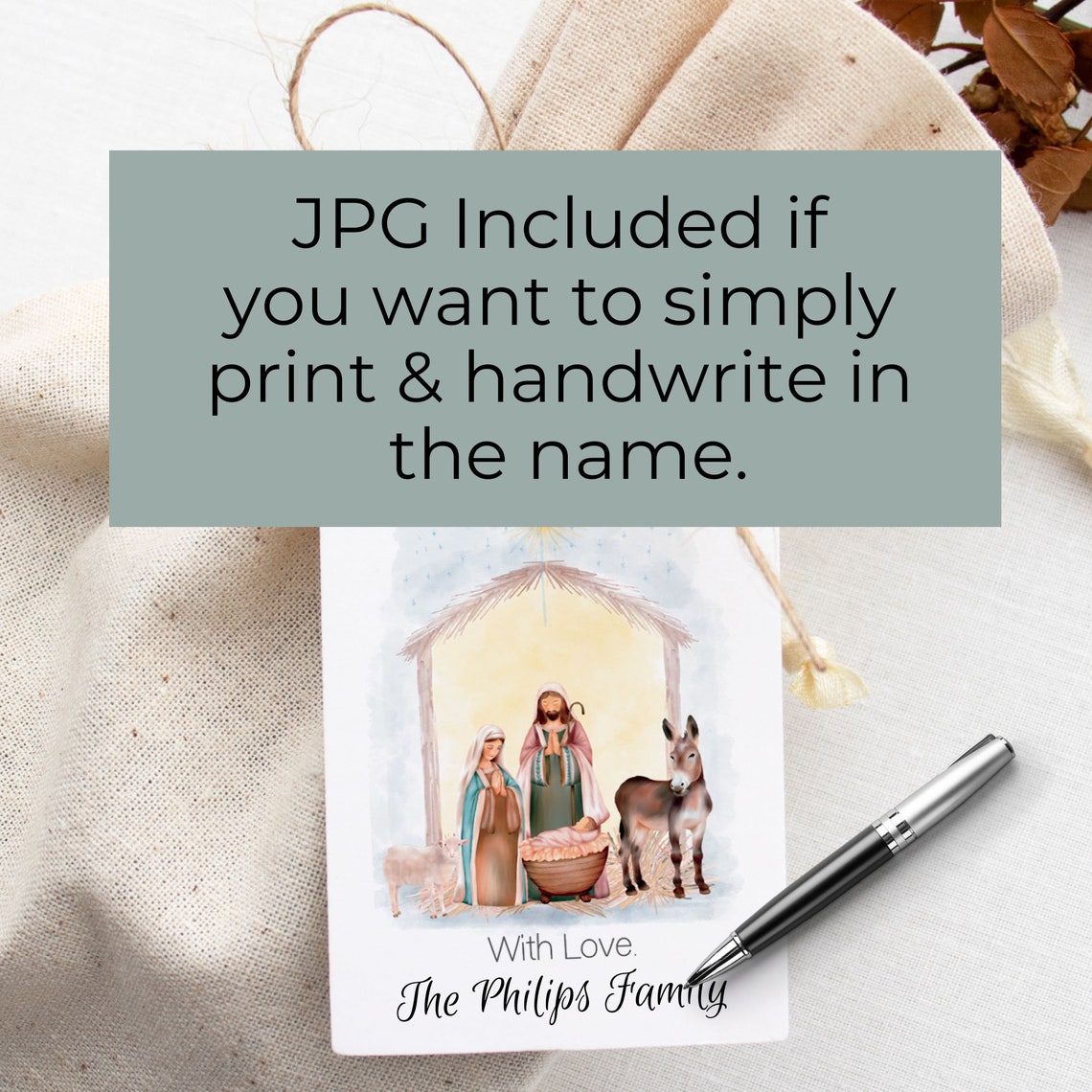 Watercolor Nativity Gift Tag, Christmas Printable Template, Christmas ...