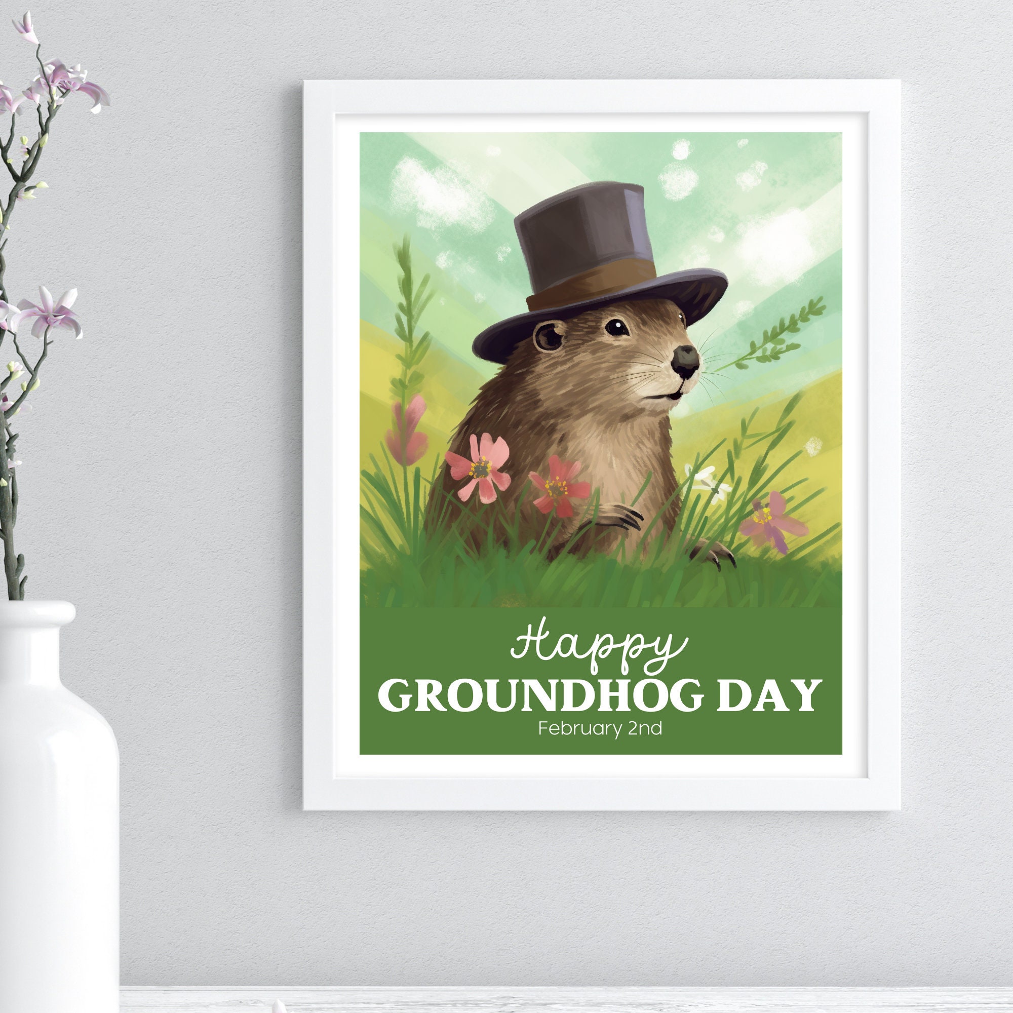 Groundhog Day Print, Punxsutawney Phil Wall Art, Digital Download ...