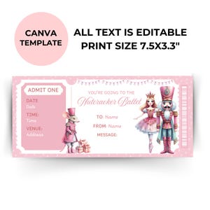 Editable Nutcracker Ticket , Personalized Nutcracker Ballet Surprise ...