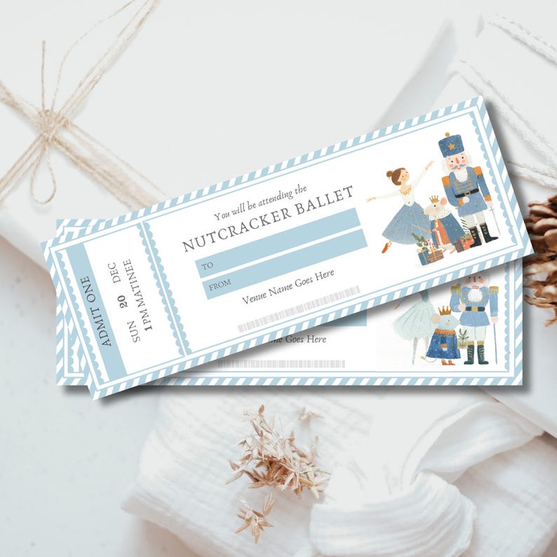 Editable Nutcracker Ballet Ticket Template, Printable Nutcracker ...