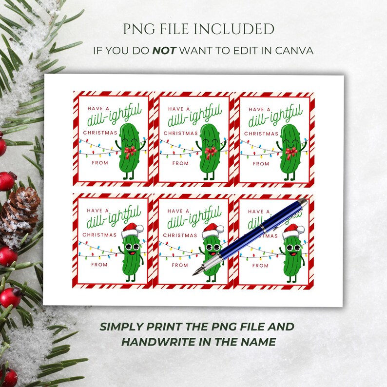 Have A Dill-ightful Holiday Printable Tag, Christmas Pickle Tags ...