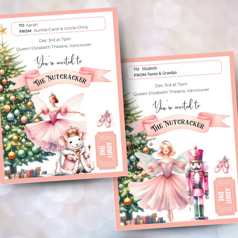 Editable Nutcracker Ticket , Personalized Nutcracker Ballet Surprise ...