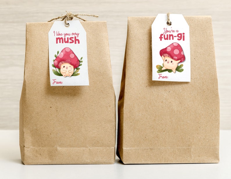 Mushroom Valentine / Printable PDF / Valentines Day Tags / Gift Tags ...