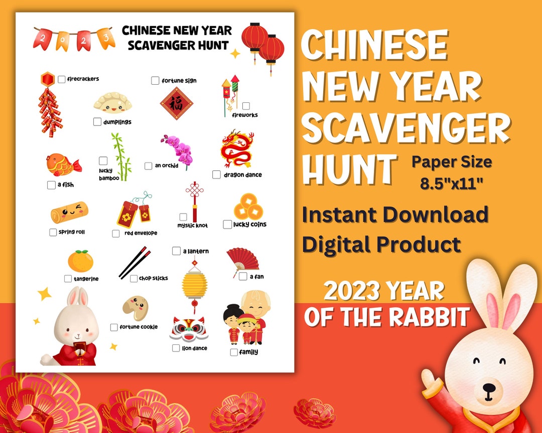 2023 Year of the Rabbit / Chinese New Year Kids Scavenger Hunt - Etsy