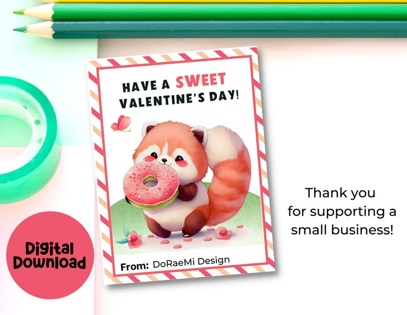 Red Panda Valentine Printable / Panda Valentine Cards / Donut - Etsy