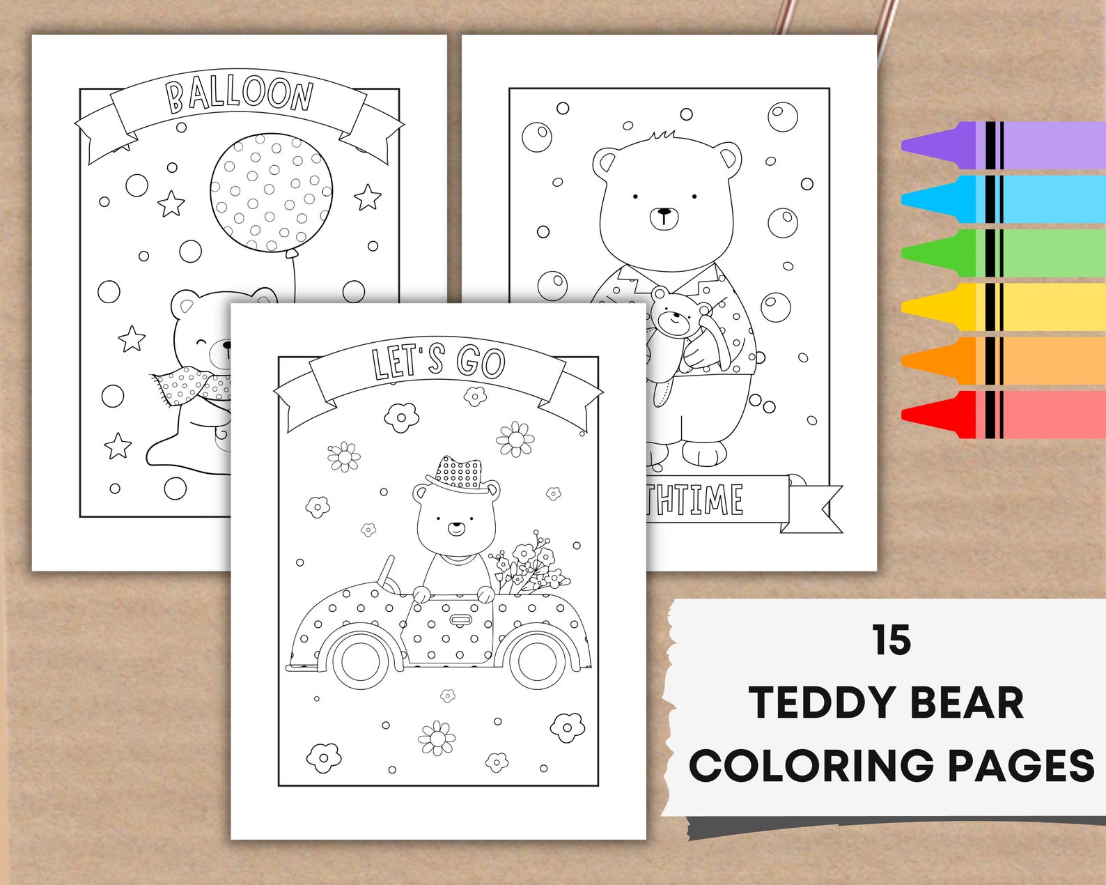 Teddy Bear Coloring Sheets / Printable PDF / Bear Coloring Page ...
